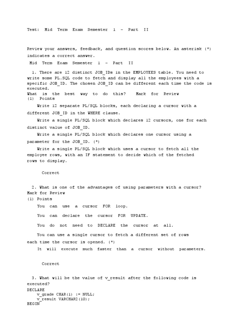 Mid 2 | PDF | Control Flow | Pl/Sql