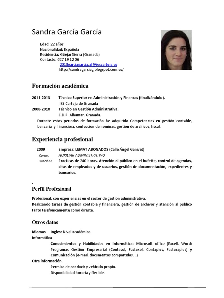 Curriculum Vitae Sandra García García | PDF