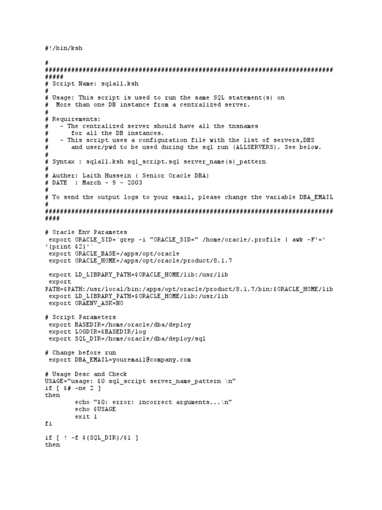 Unix Shell Scripts | PDF | Oracle Database | Free Software
