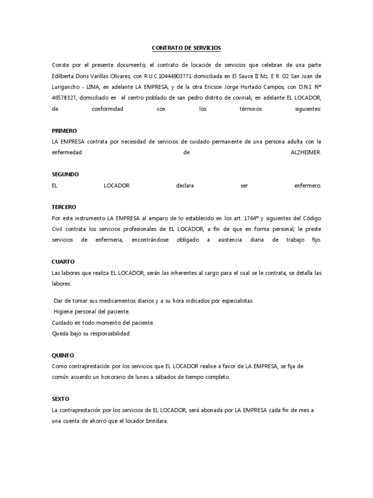 Contrato de Servicios | PDF | Alquiler | Pagos