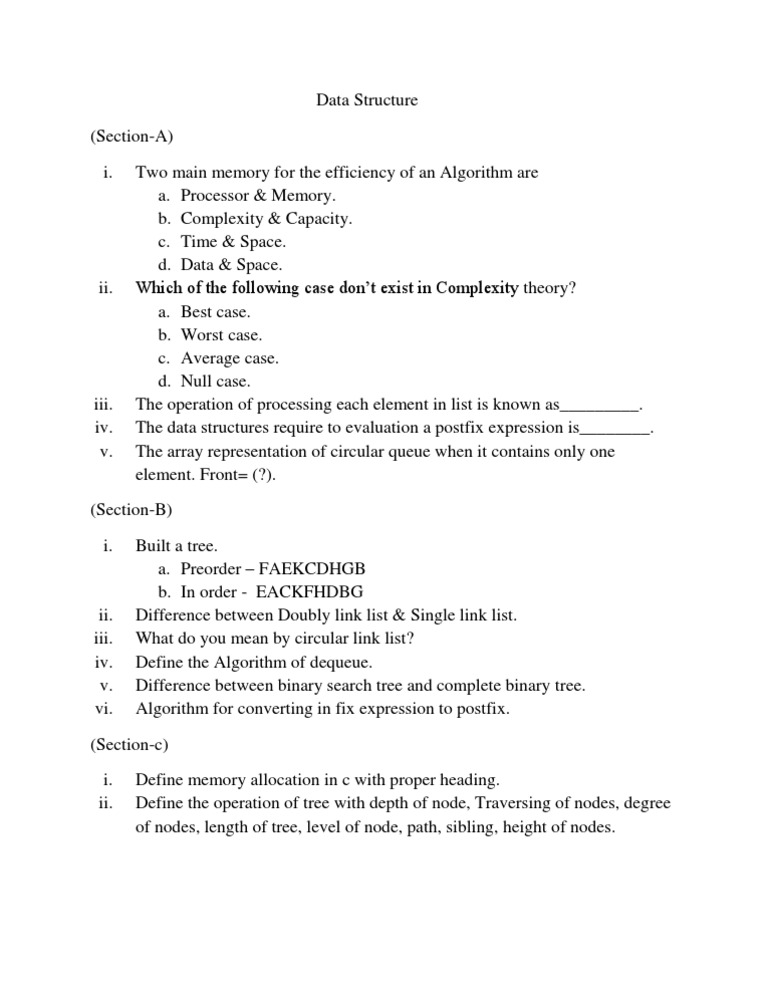 Data Structure Question Paper | PDF