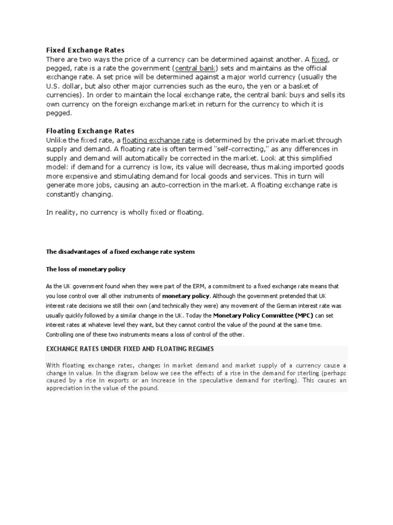 Fixed vs Floating Exchange Rates Explained | PDF | Fixed Exchange Rate ...