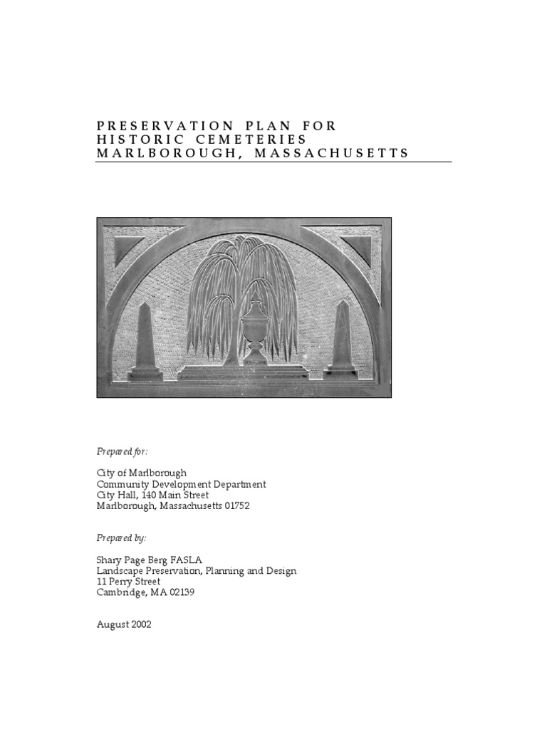 Preservation Plan For Historic Cemeteries in Marlborough, Massachusetts ...