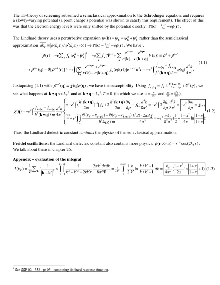Deriving The Lindhard Dielectric Function And Exploring Oscillations In Screening Due To The