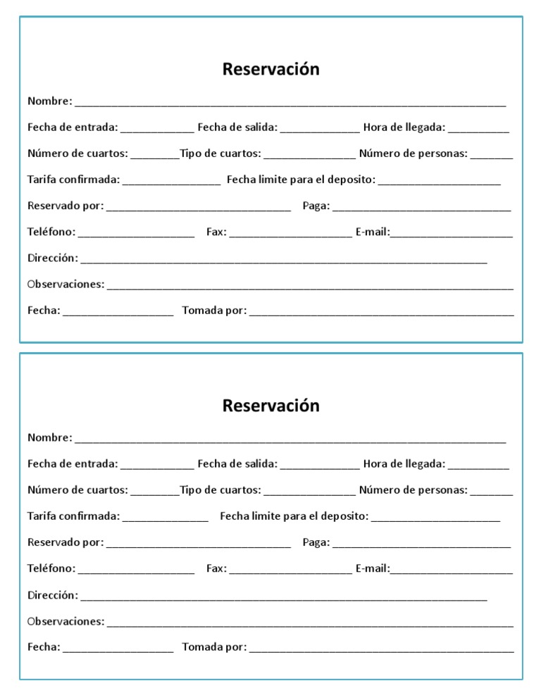 Formato de Reservacion | PDF