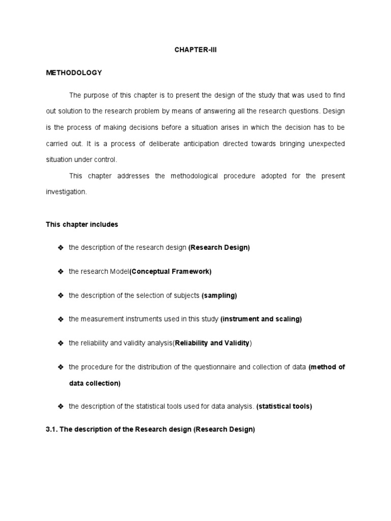Chapter III Research Methodology | Download Free PDF | Standard ...