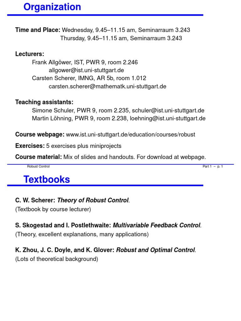 Robust Control Part1 | PDF | Control Theory | Signal Processing
