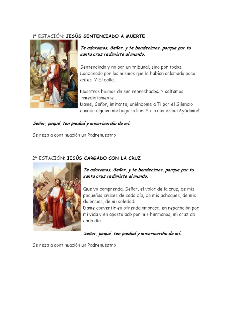 Reflexiones del Vía Crucis: 14 Estaciones | PDF | Estaciones de la Cruz ...