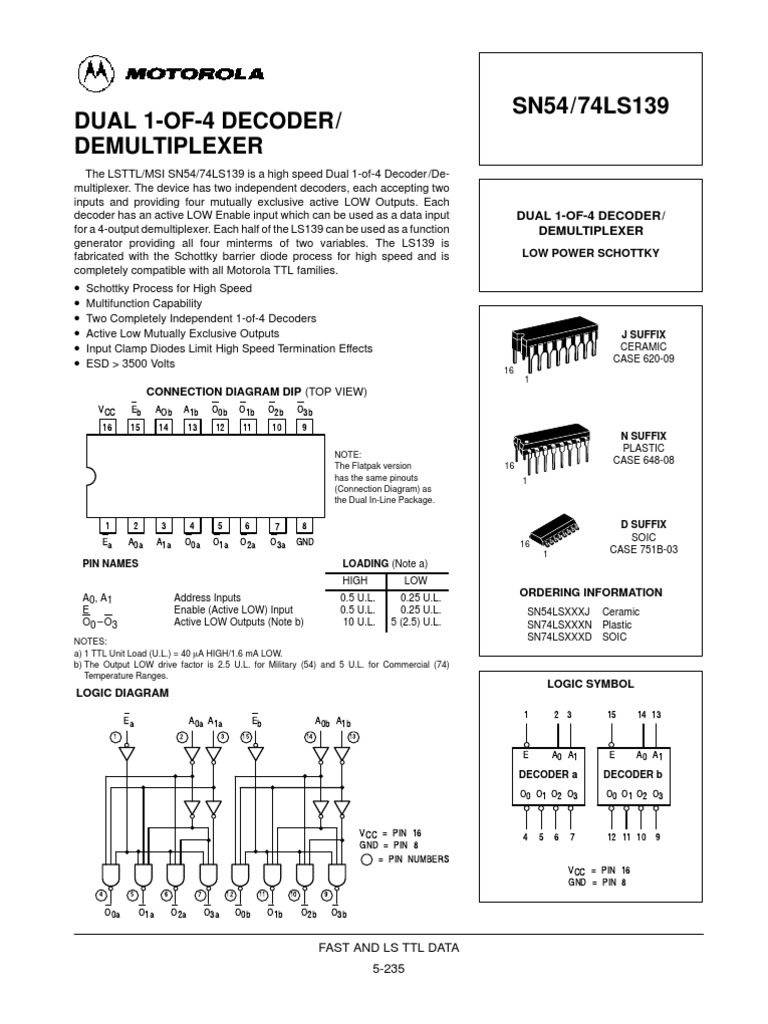 Datasheet 74139 | Download Free PDF | Logic Gate | Electronic Engineering