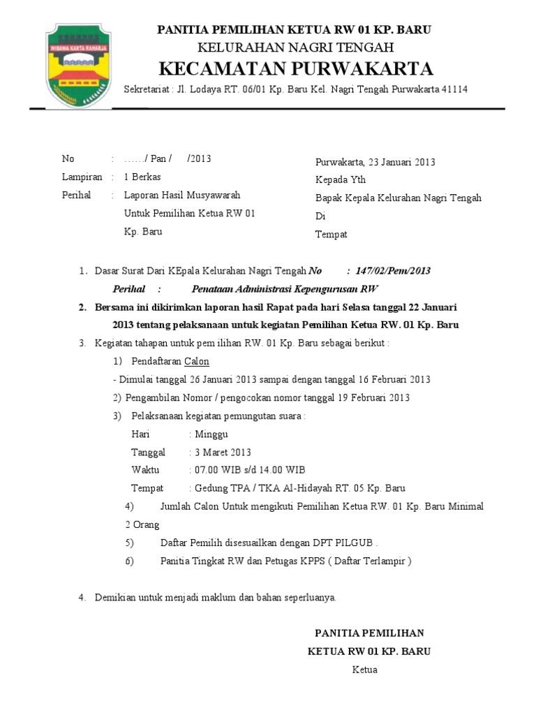 Panitia Pemilihan Rw. 01 | PDF