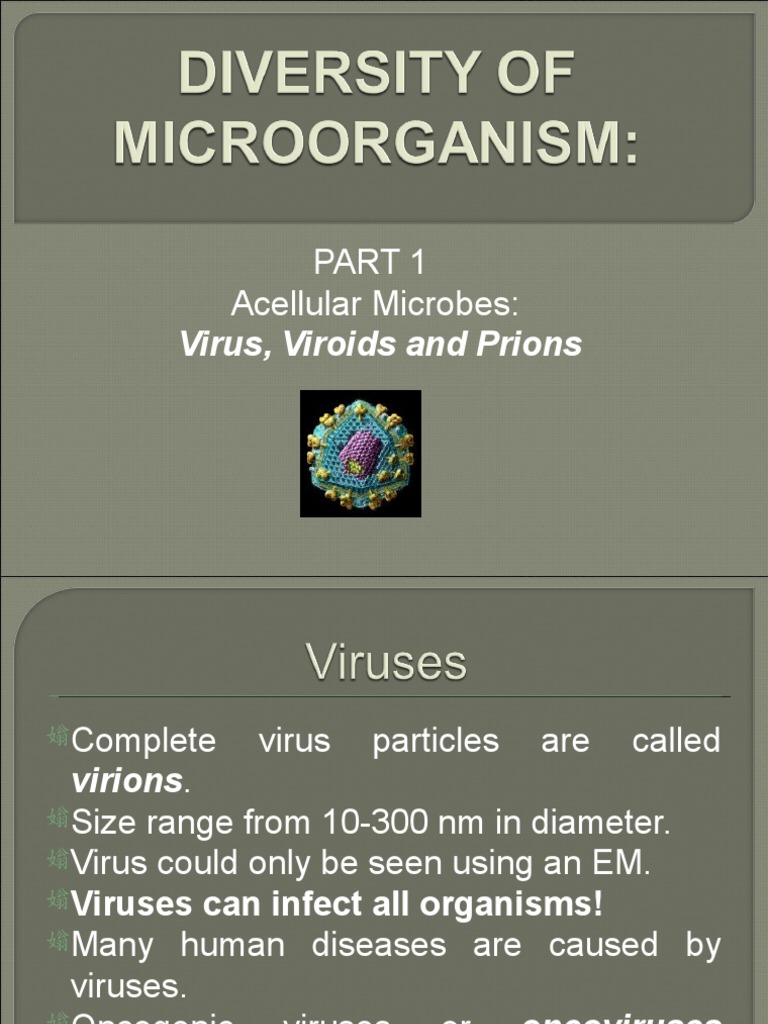 Diversity of Microorganisms 1 - Acellular | PDF | Bacteriophage | Virus