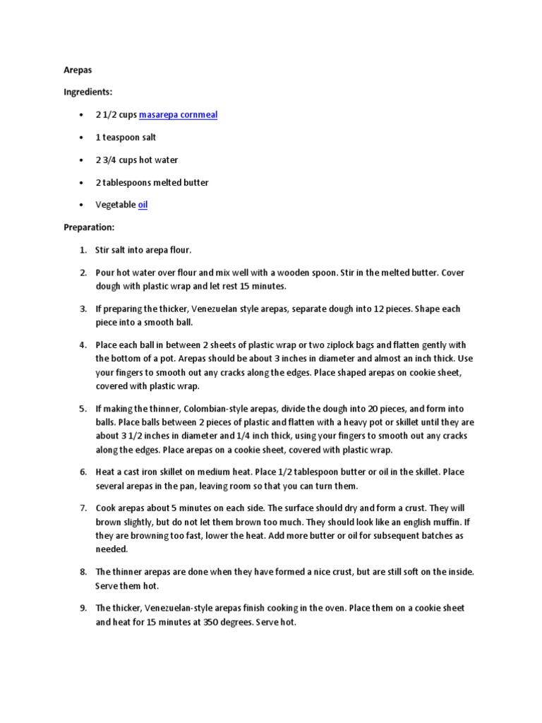 Authentic Arepas Recipe Guide | PDF