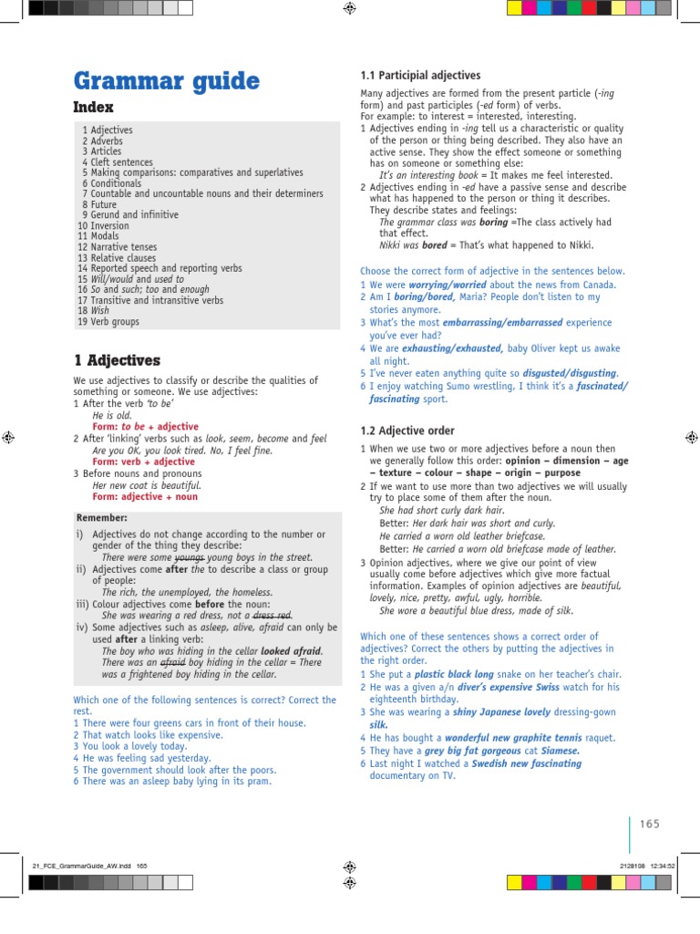 Grammar Guide | PDF | Adjective | Verb
