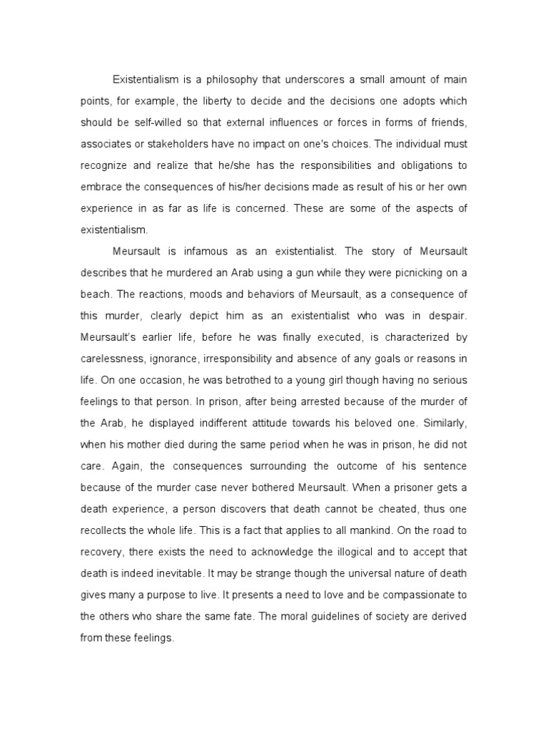 Existentialism in The The Stranger | PDF | Existentialism ...