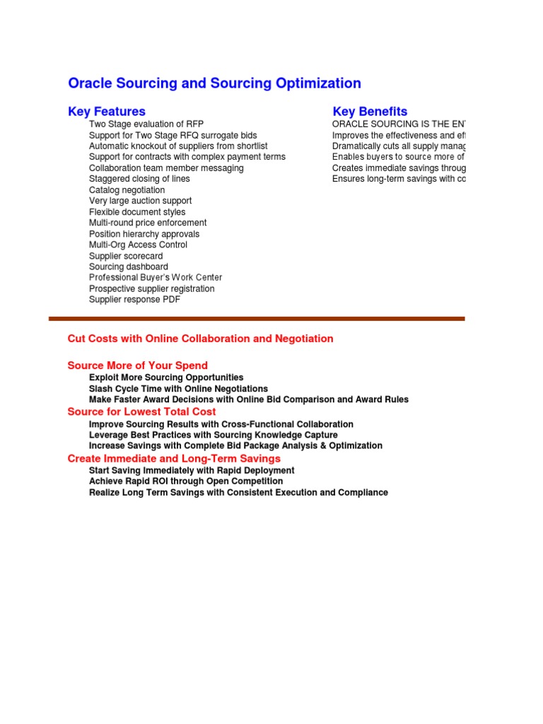 Oracle Sourcing Process | PDF | Procurement | Systems Engineering