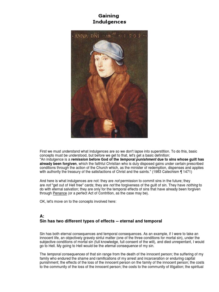 Explanation of Indulgences | Indulgence | Penance