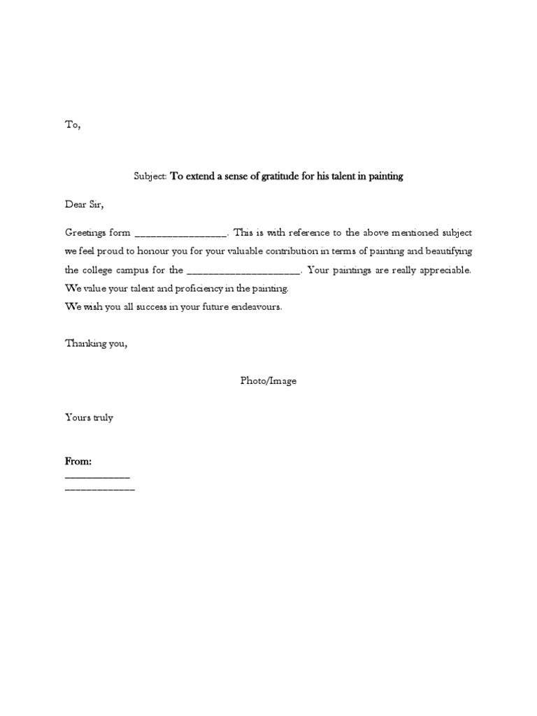 Painting Appreciation Letter | PDF