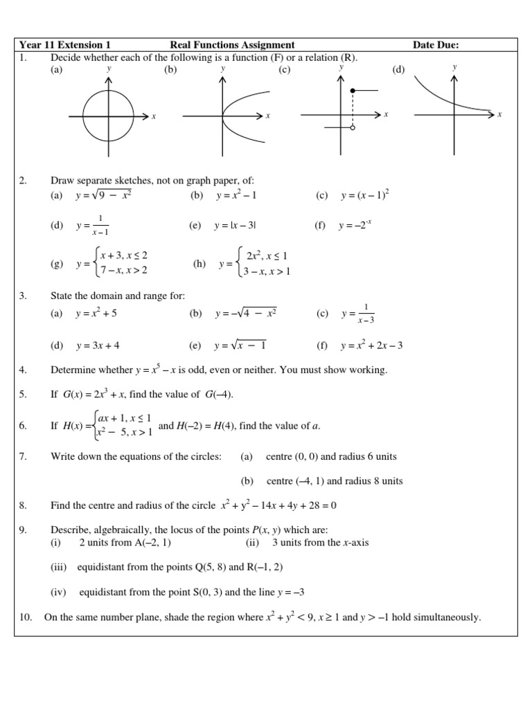 Functions Revision Sheet | PDF