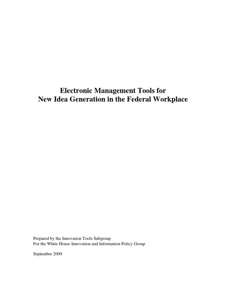 Electronic Management Tools For New Idea Generation in The Federal ...