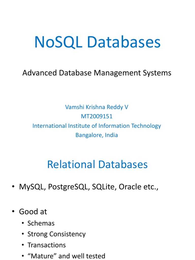 NoSQL Databases | Download Free PDF | No Sql | Databases