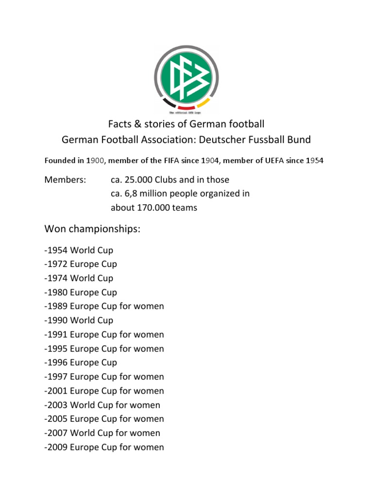 Facts & Stories of German Football German Football Association ...