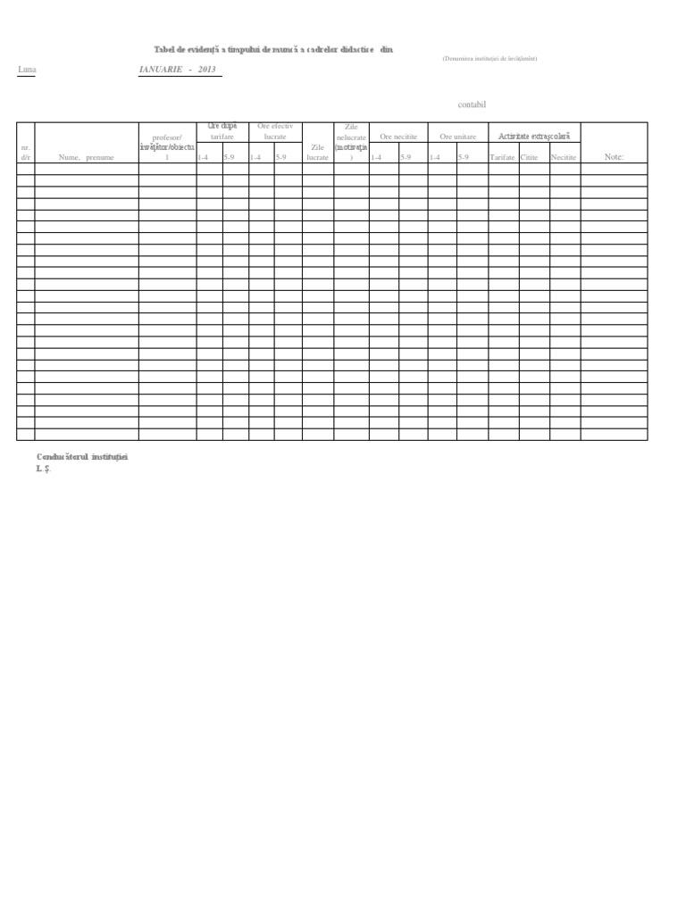 Tabel de Pontaj | PDF