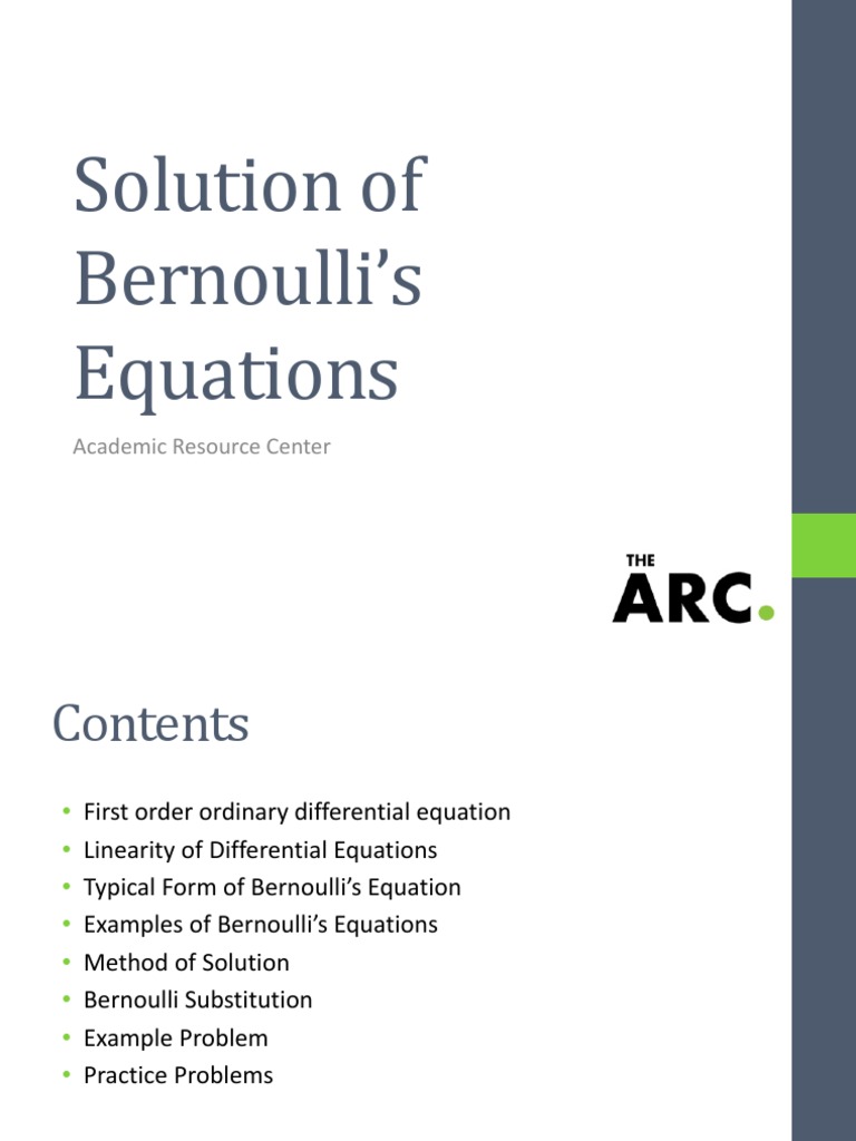 Bernoulli Solution | PDF | Differential Equations | Equations
