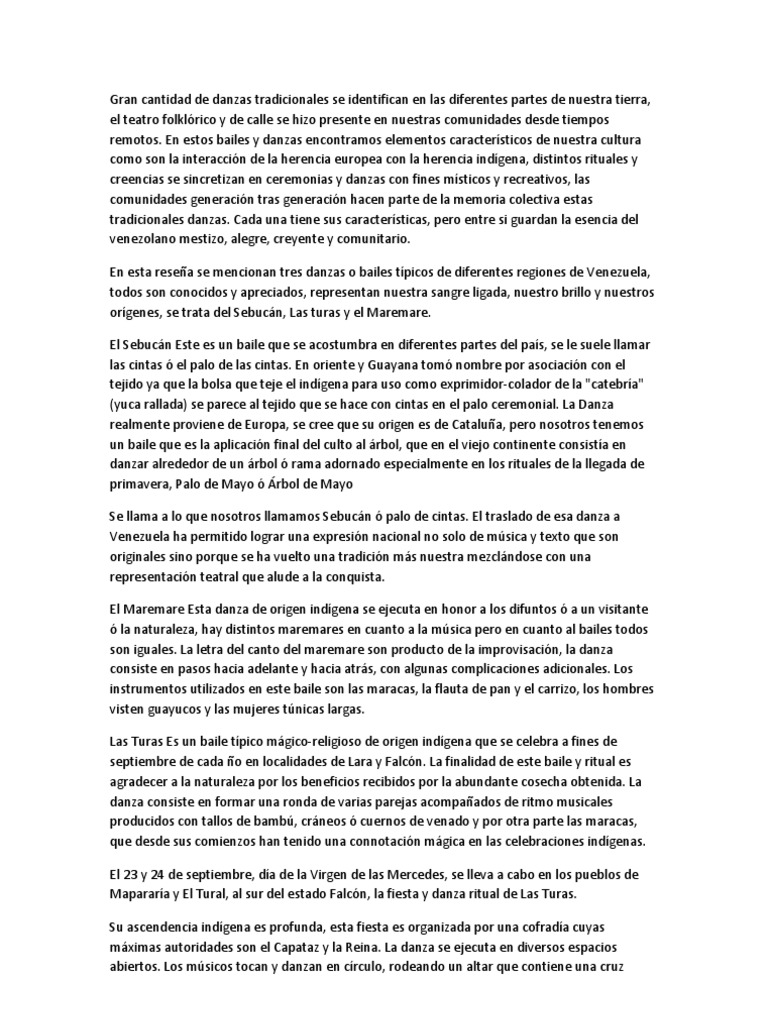 Reseña Historica Del Sebucan | PDF | Bailes | Rituales