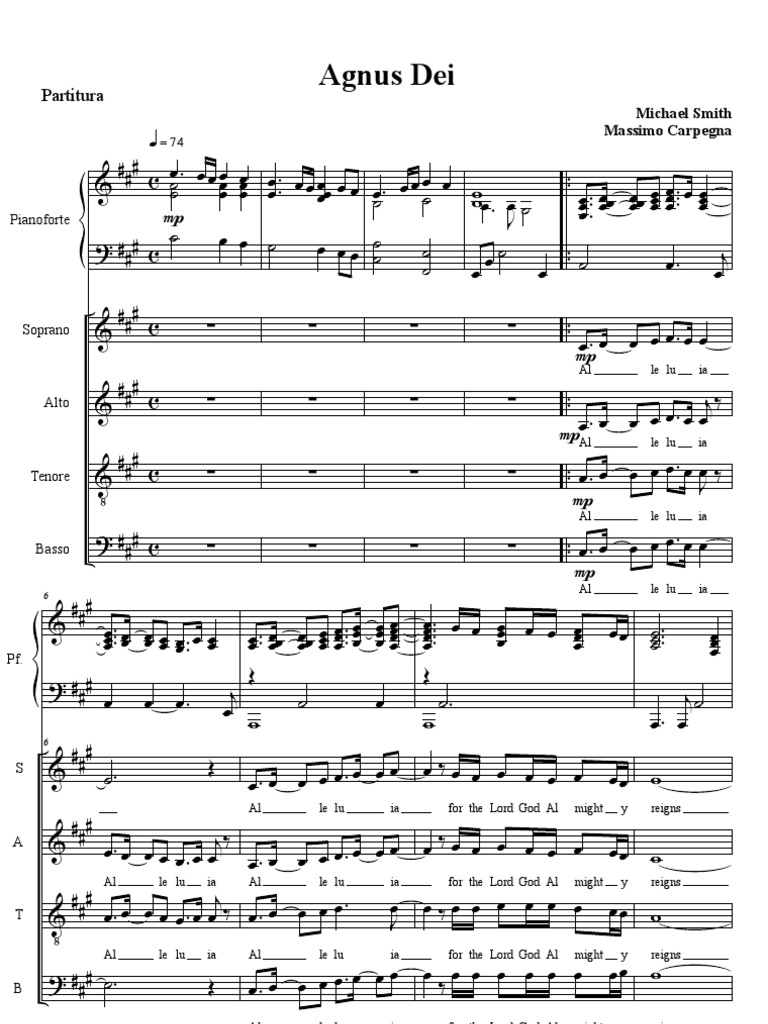 Agnus Dei Michael Smith Musique Pour Chorale Compositions Musicales