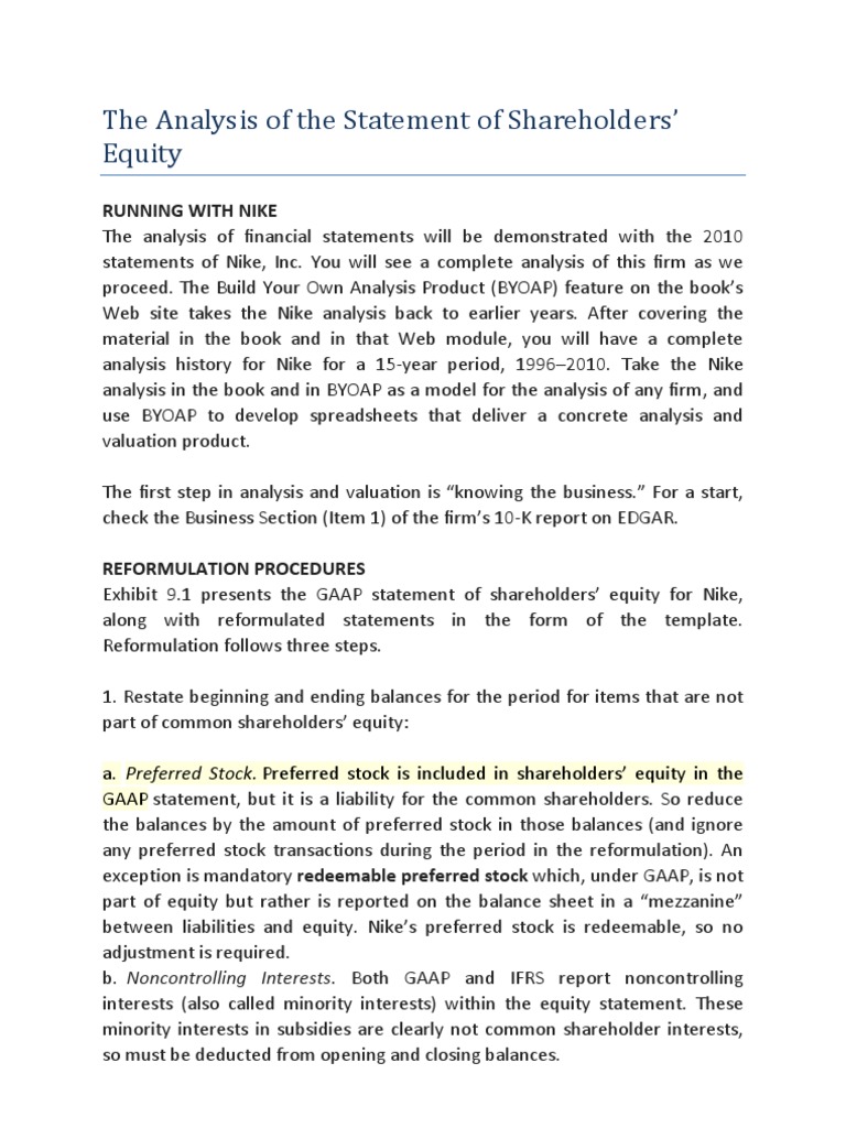 The Analysis of The Statement of Shareholders | PDF | Employee Stock ...