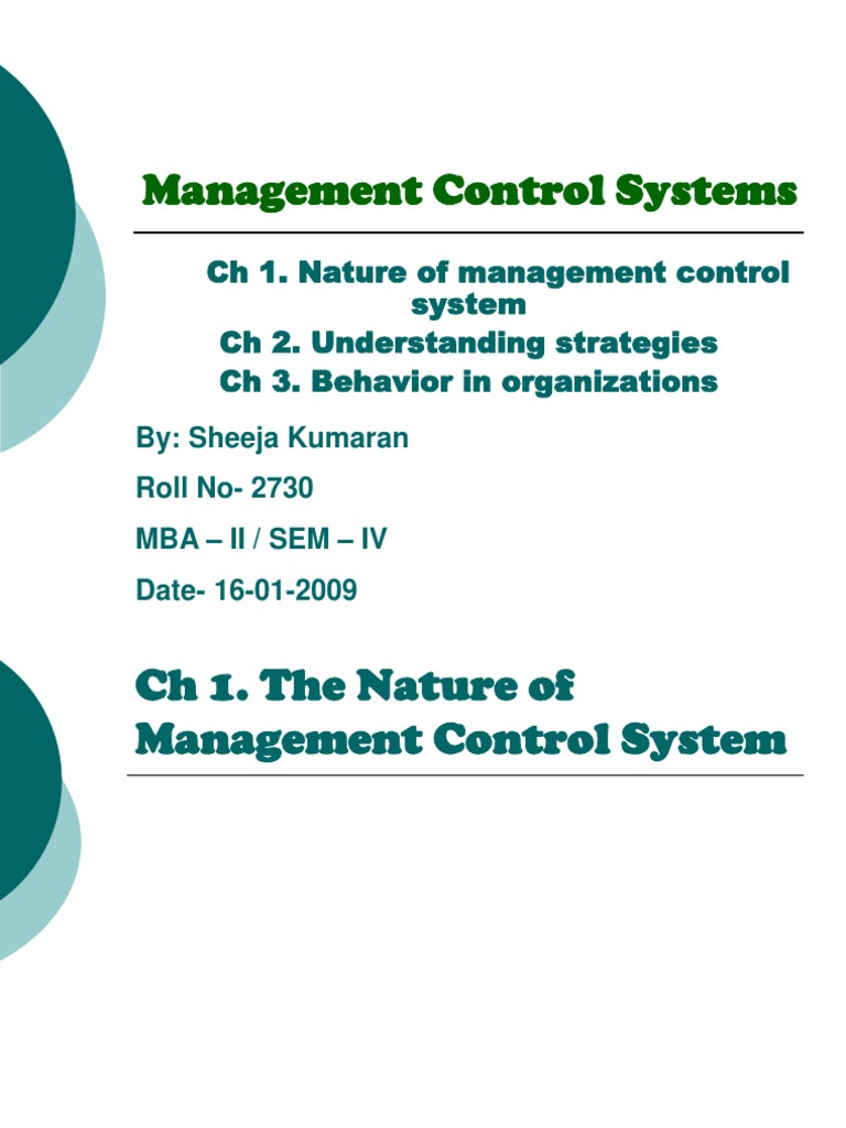 Management Control System | PDF | Strategic Management | Competitive ...