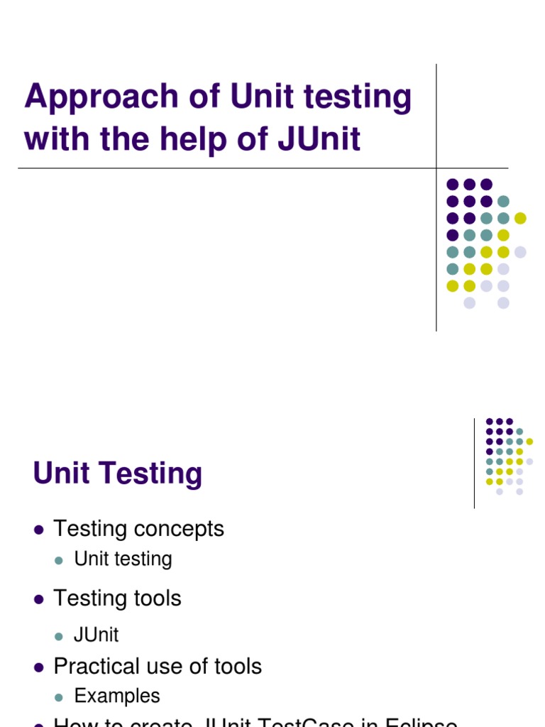 JunIt Testing | PDF | Unit Testing | Method (Computer Programming) JunIt Testing | PDF | Unit Testing | Method (Computer Programming)