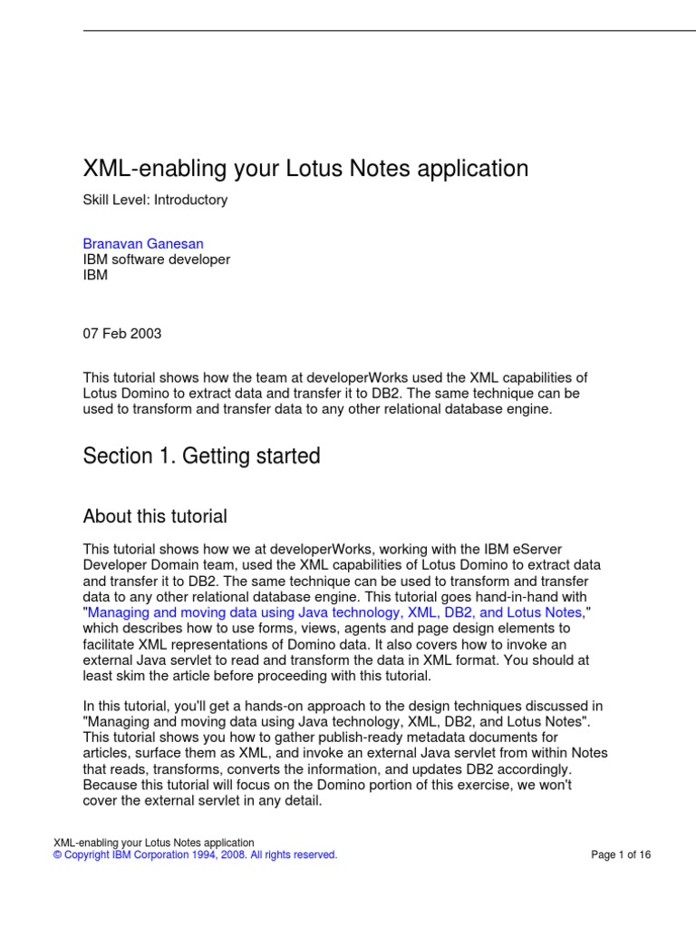 XML-Enabling Your Lotus Notes Application | PDF | Ibm Notes | Xslt XML-Enabling Your Lotus Notes Application | PDF | Ibm Notes | Xslt