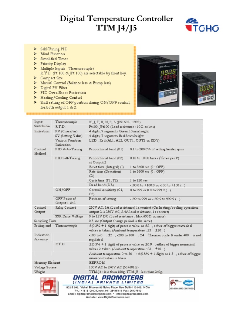 Prezentare Termoregulator Toho-Ttm-J4 PDF | PDF | Thermocouple | Timer