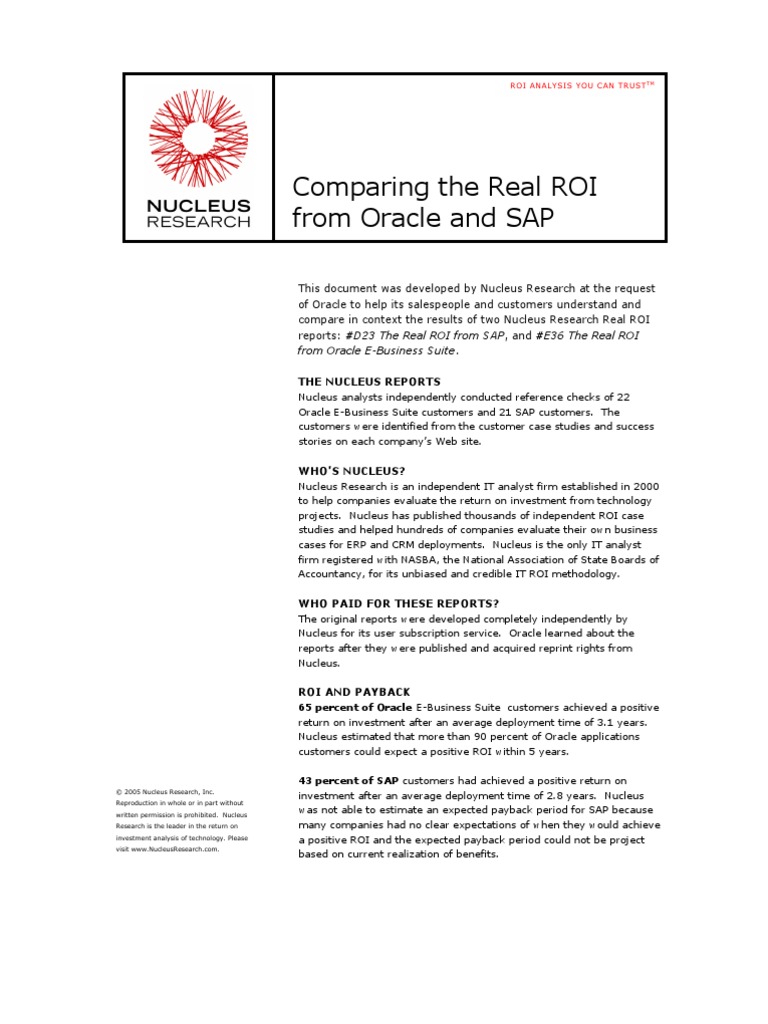 Oracle Vs SAP Comparison | PDF
