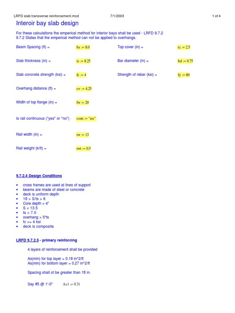 LRFD Slab Transverse Reinforcement PDF | PDF | Technology & Engineering