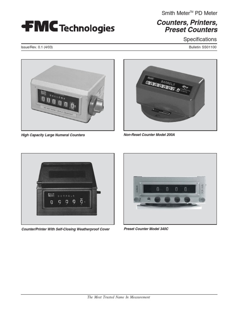 Counters, Printers, Preset Counters: Smith Meter PD Meter | PDF