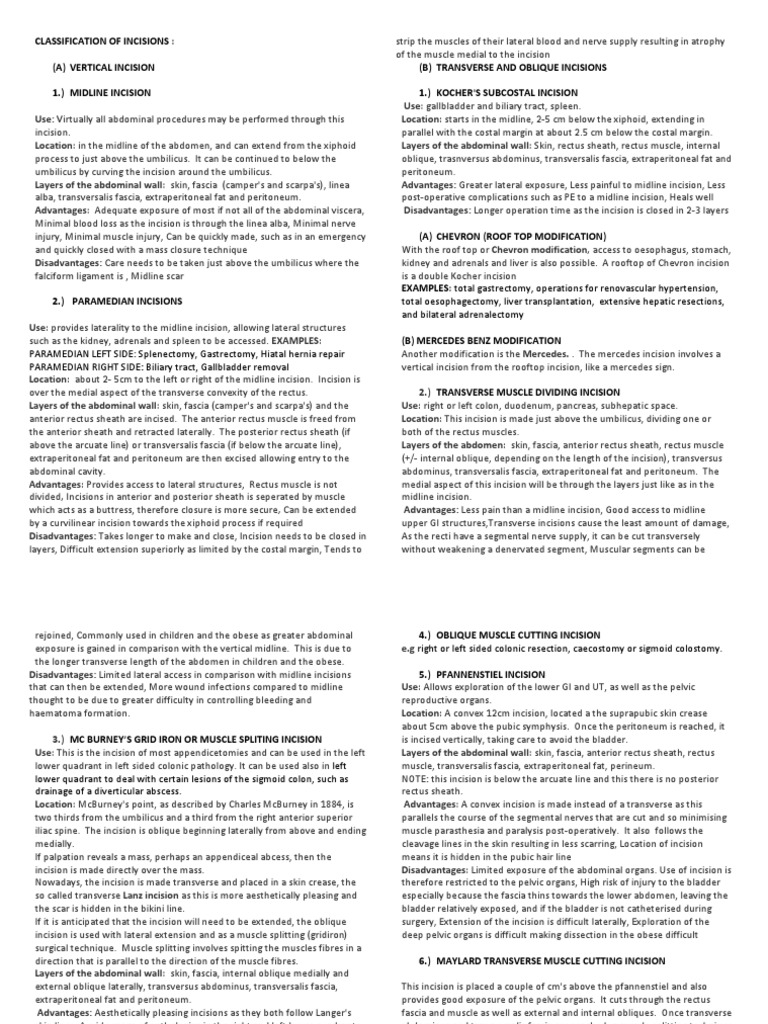 Types of Incisions | PDF | Abdomen | Anatomy