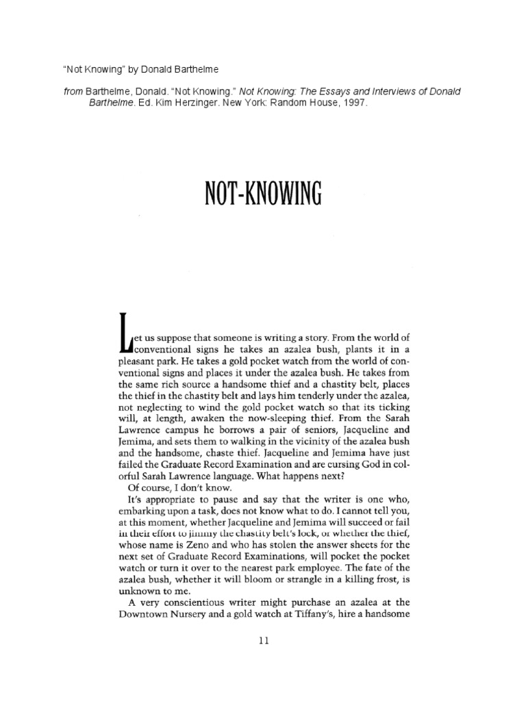 Not Knowing | PDF