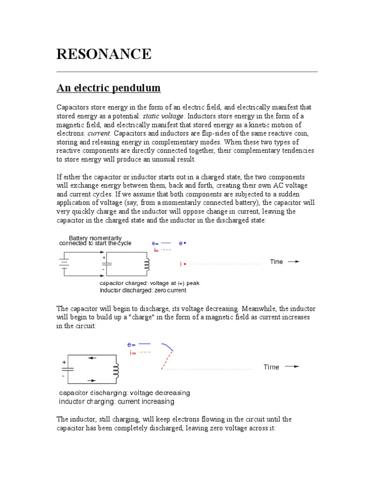 Resonance: An Electric Pendulum | PDF | Inductor | Series And Parallel ...