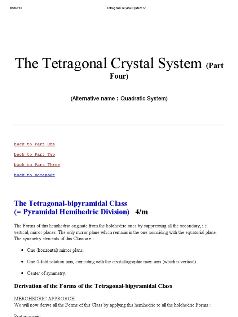 Crystal System Tetragonal PDF | PDF | Shape | Crystal Structure