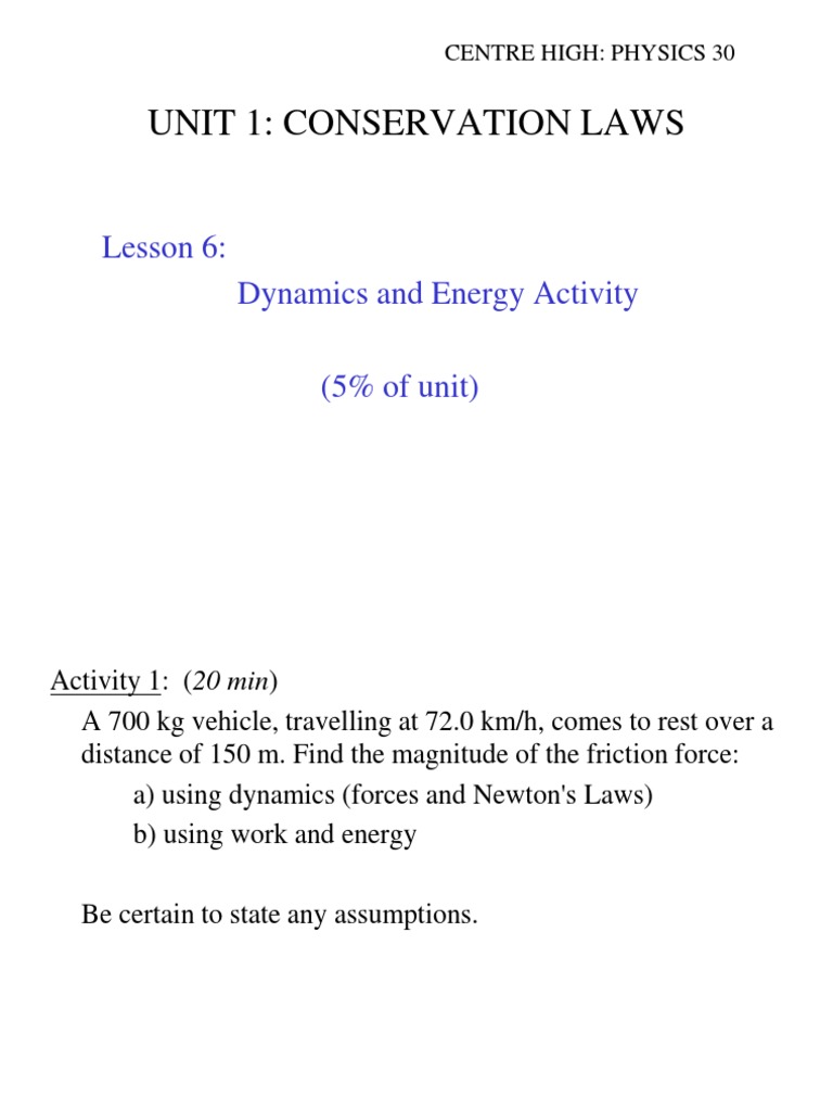 Physics 30: Dynamics & Energy | PDF | Science & Mathematics ...