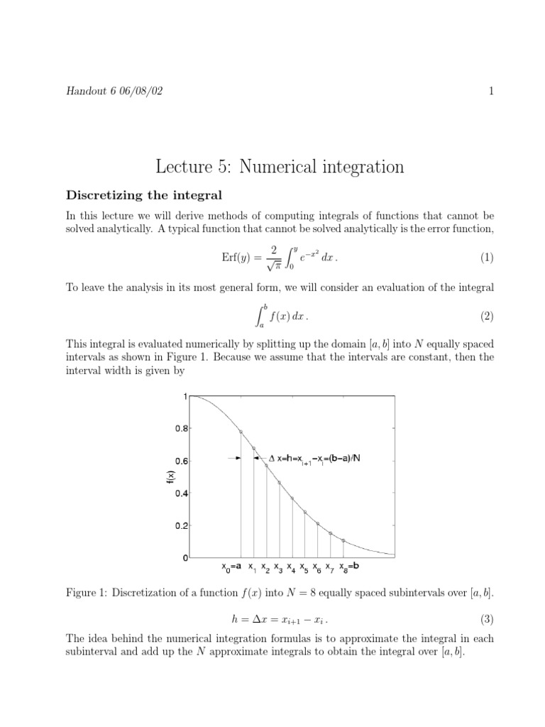 Lecture 5: Numerical Integration: Discretizing The Integral | PDF ...