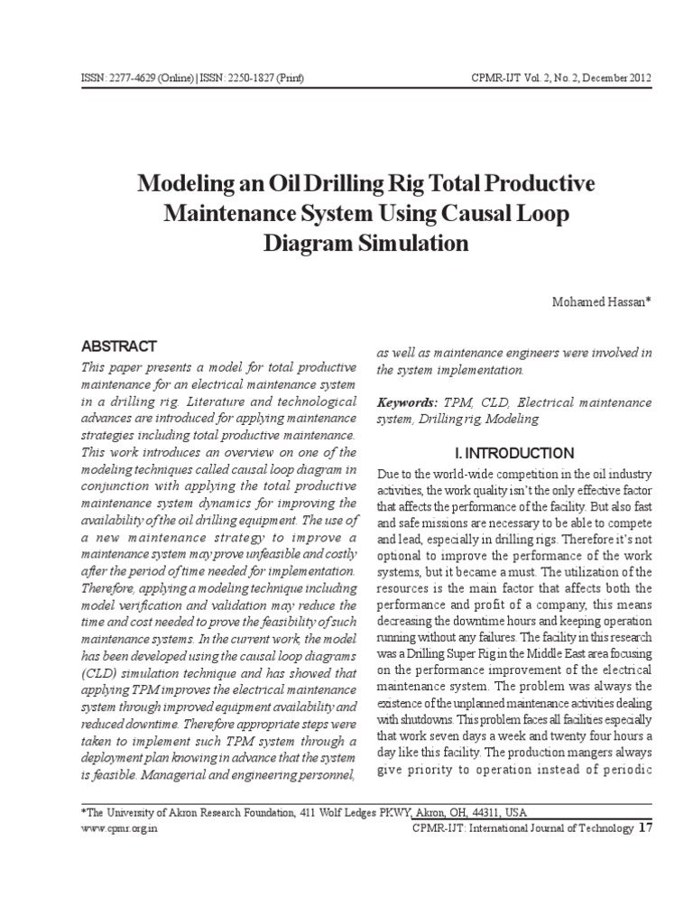 Modeling An Oil Drilling Rig Total Productive ... | PDF | Conceptual ...