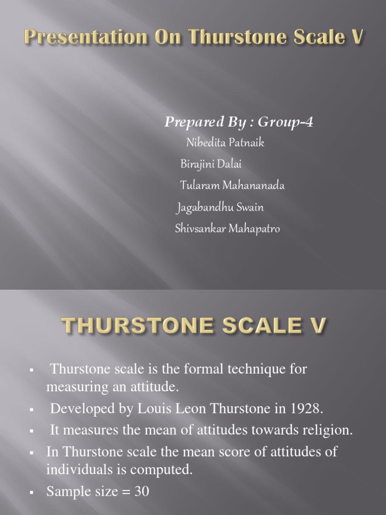 Presentation On Thurstone Scale V | PDF