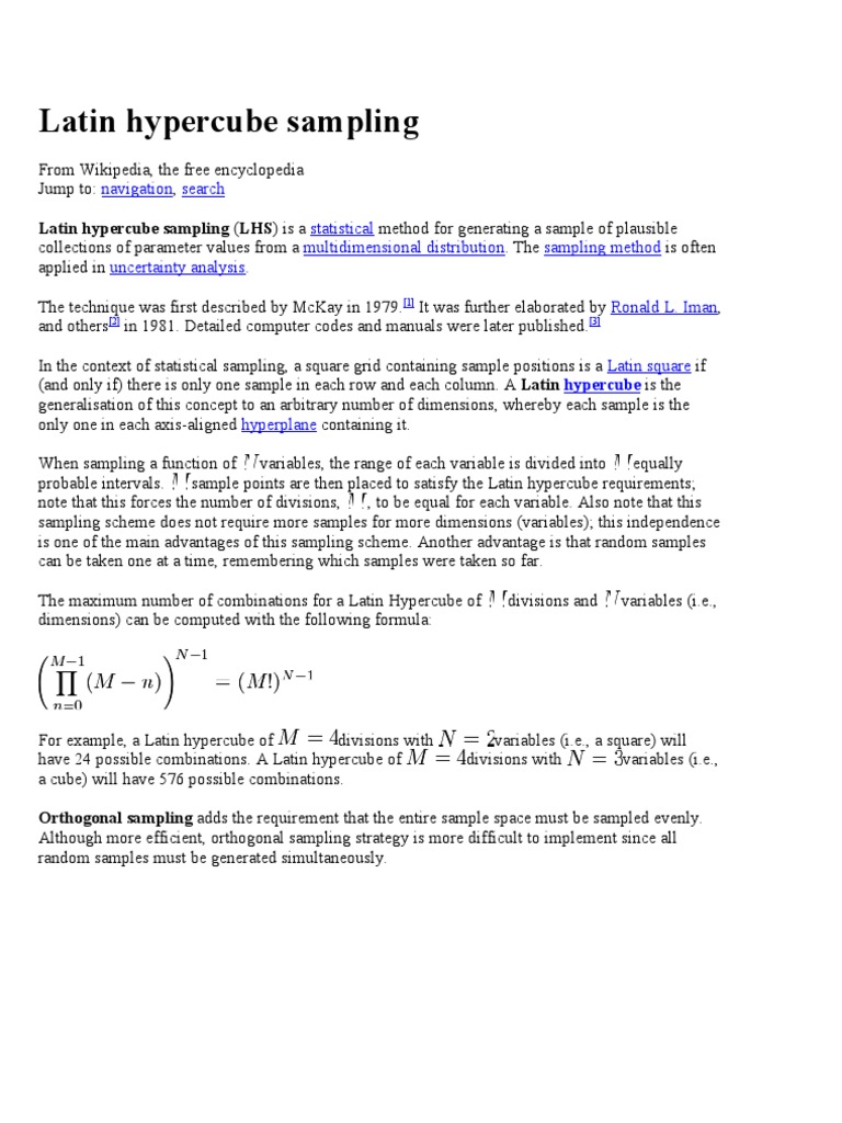 Latin Hypercube Sampling | PDF | Monte Carlo Method | Statistics