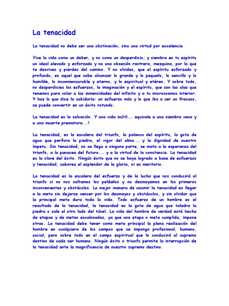 La Tenacidad | PDF | Crecimiento personal y profesional | Derecho