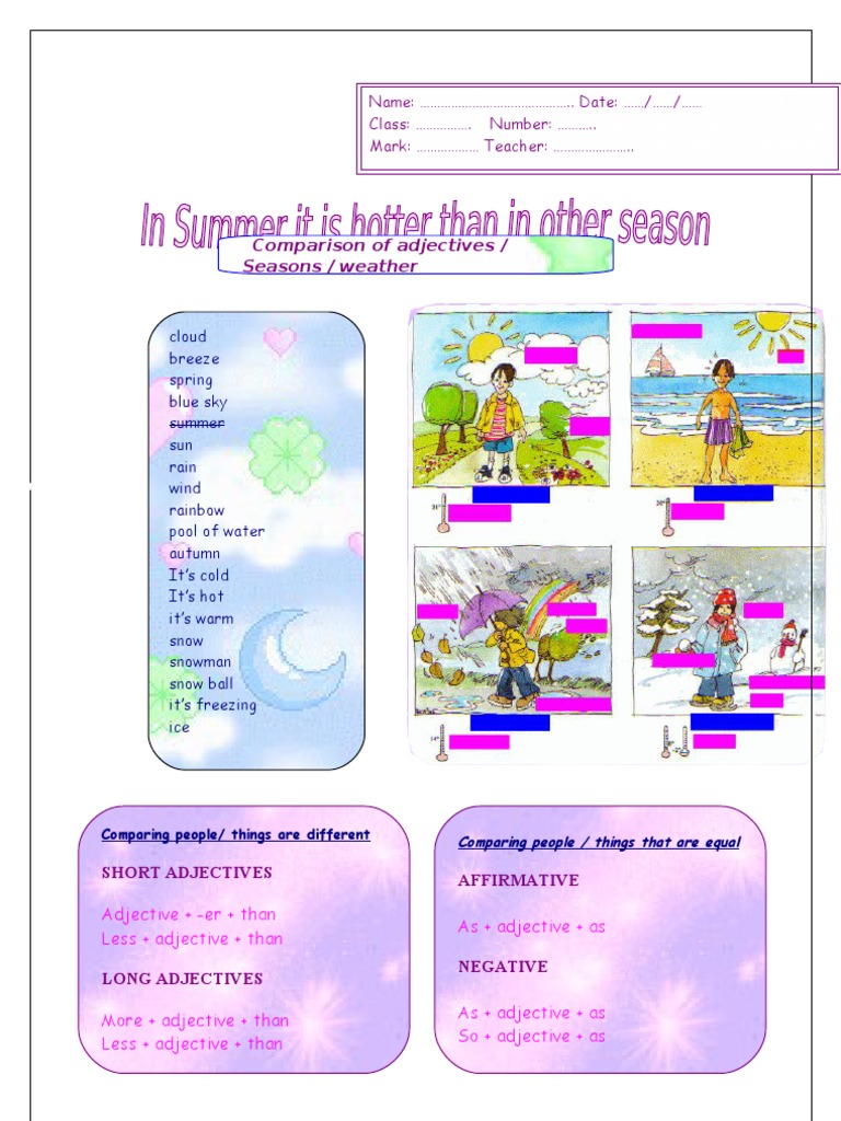 Comparative Adjectives in Seasons | PDF | Weather | Meteorology
