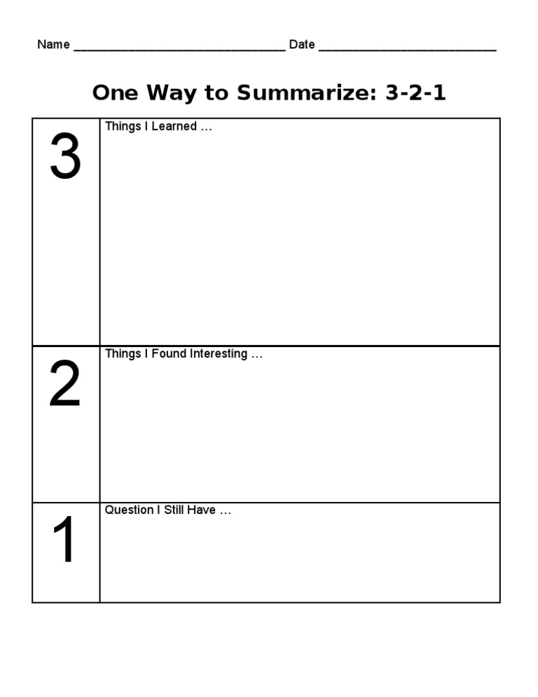 3-2-1 Summary Template Guide | PDF | Self-Improvement