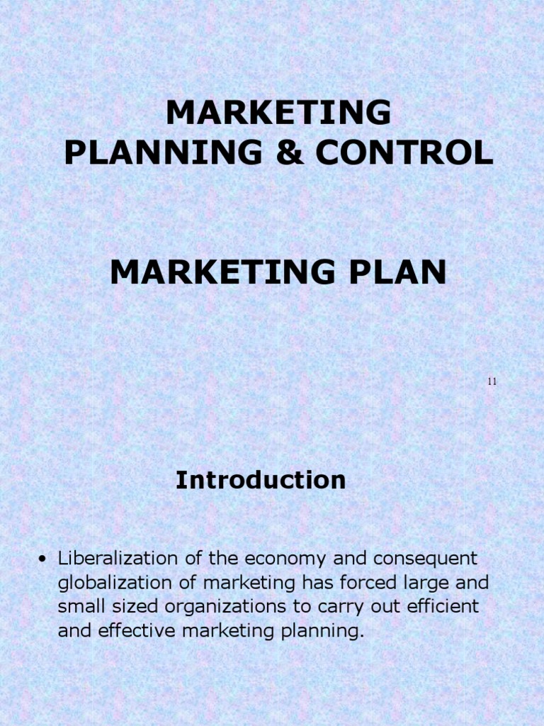 Marketing Planning & Control Marketing Plan | PDF | Strategic ...